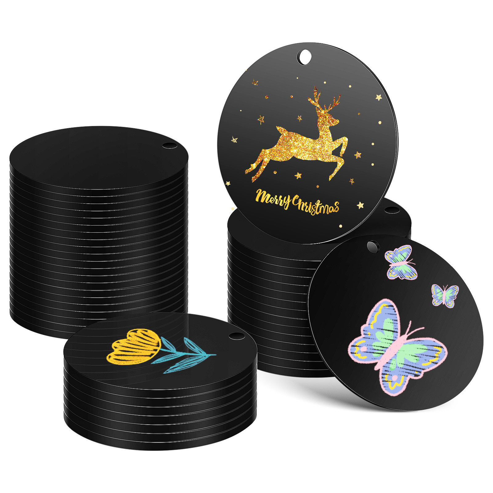 Winston Porter 50Pcs Keychain Blanks Circle Discs Blanks Hanging Craft ...