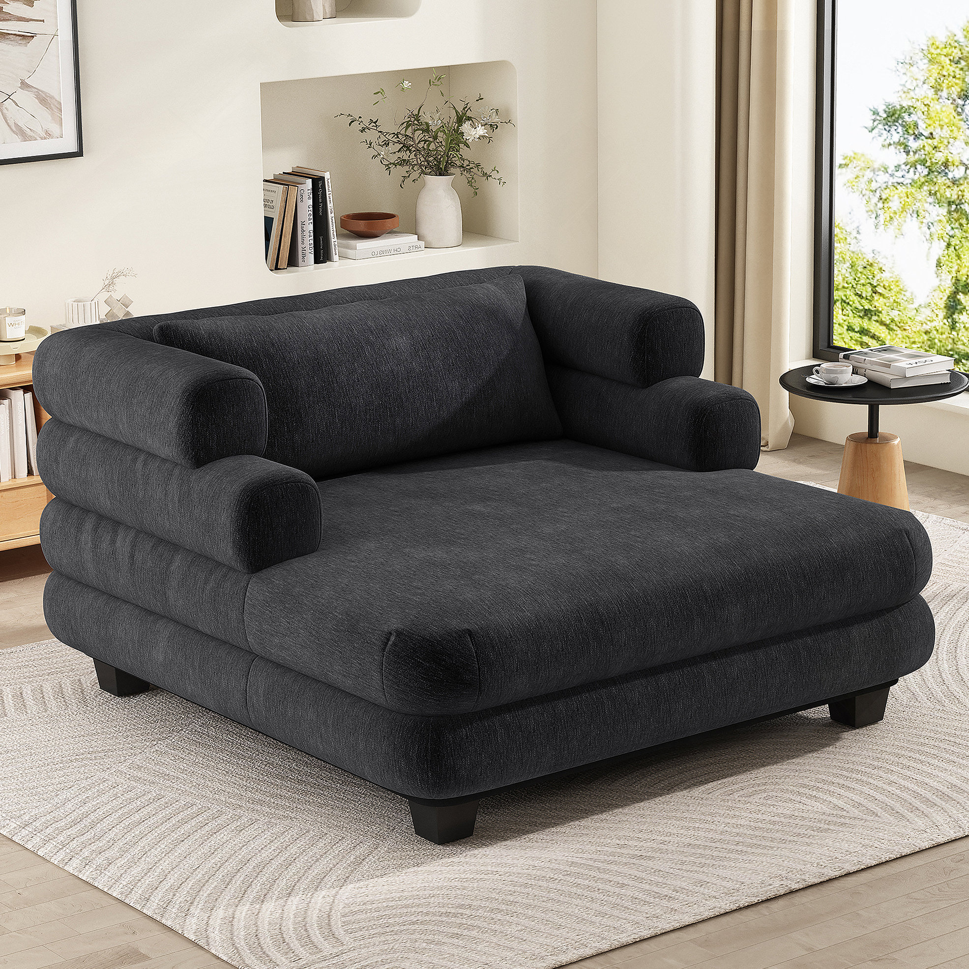 Ivy Bronx Oversized Chaise Lounge 52.4" Modern Comfy Lounger Chenille ...