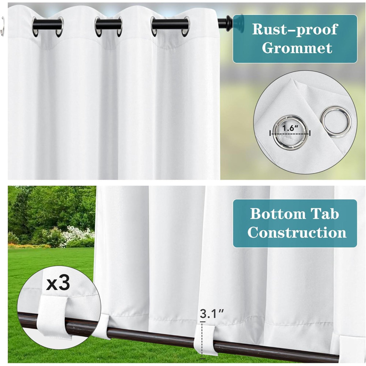 Latitude Run® Patio Curtains Outdoor Waterproof Windproof Weatherproof ...