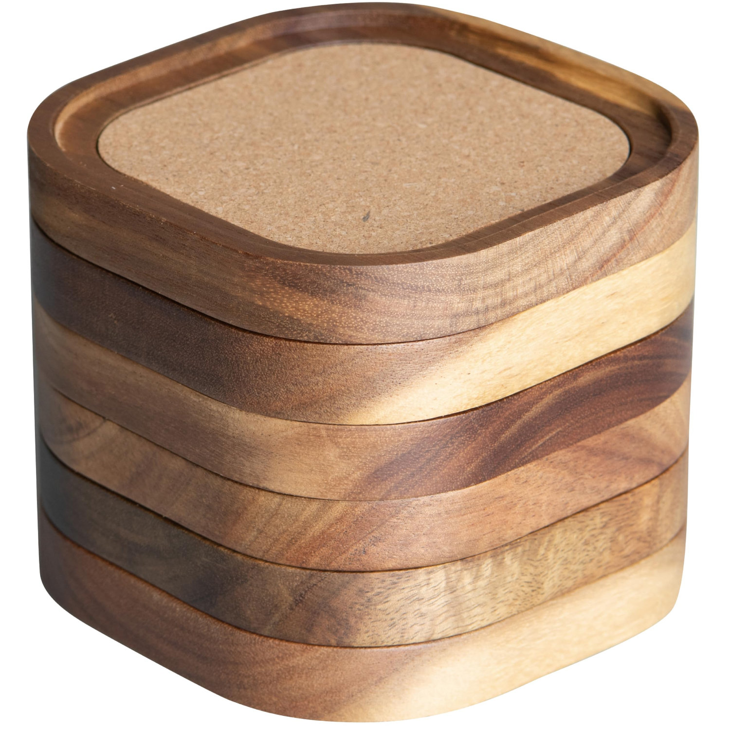 Stack man Acacia Wood Coasters For Drinks, 4.13 Inch, Set Of 6 ...
