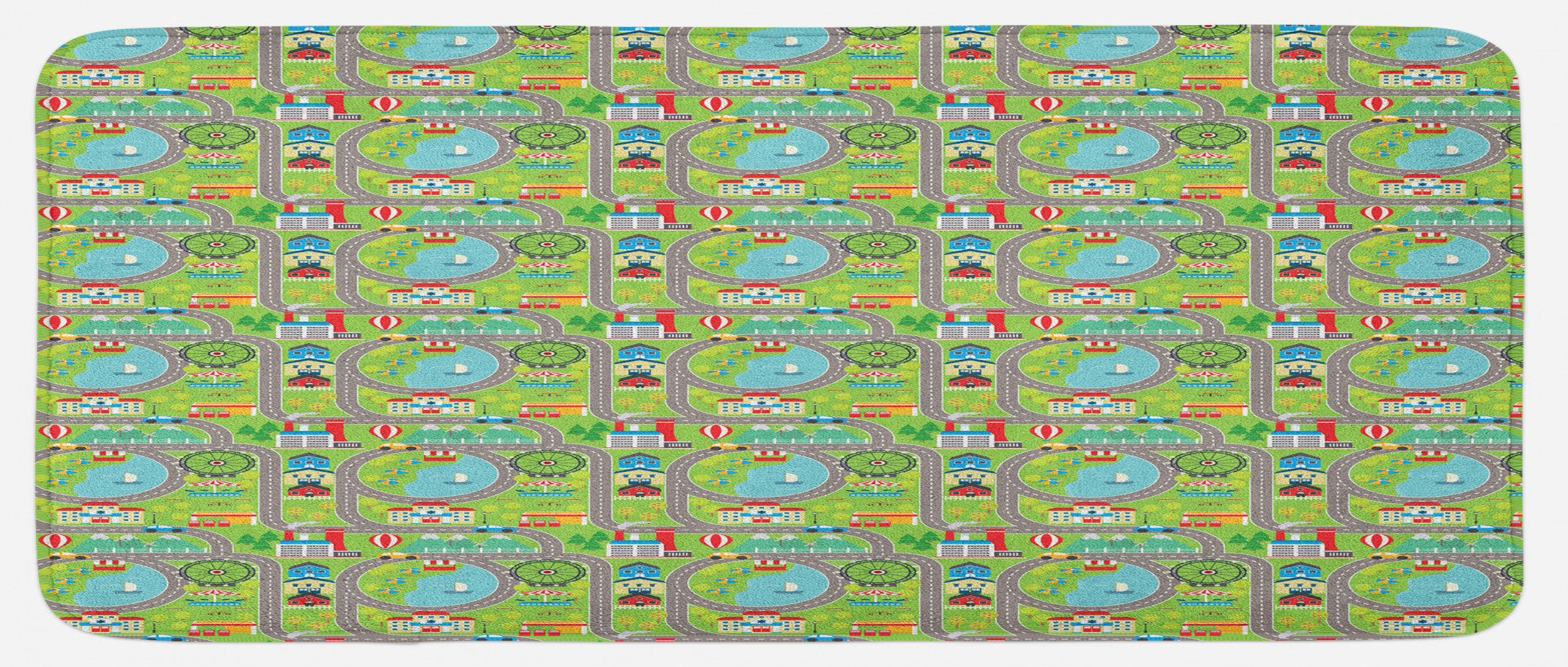 East Urban Home Car Race Track Kitchen Mat | Wayfair
