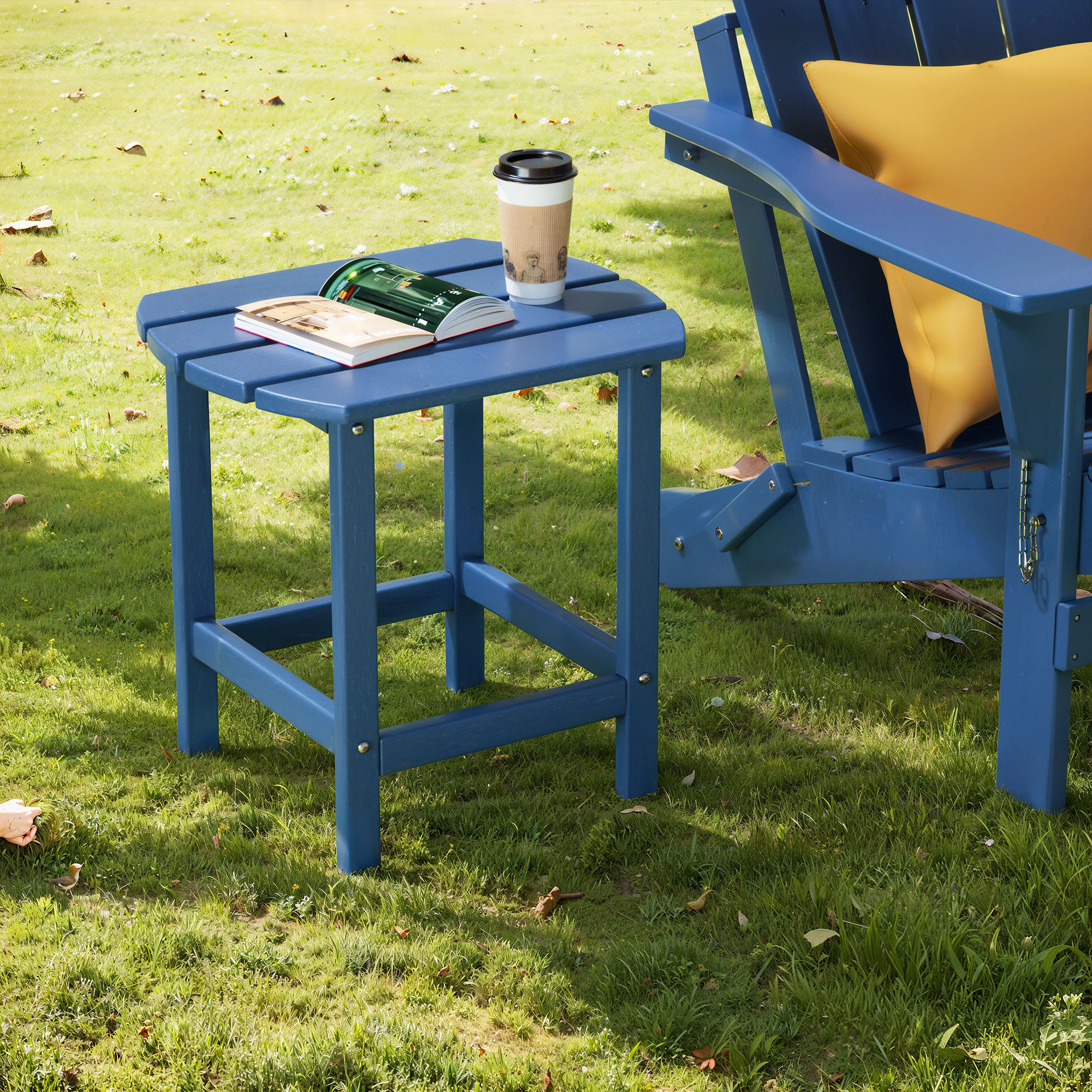 Ebern Designs Bonifacia Adirondack Outdoor Side Table, HDPE Plastic End ...