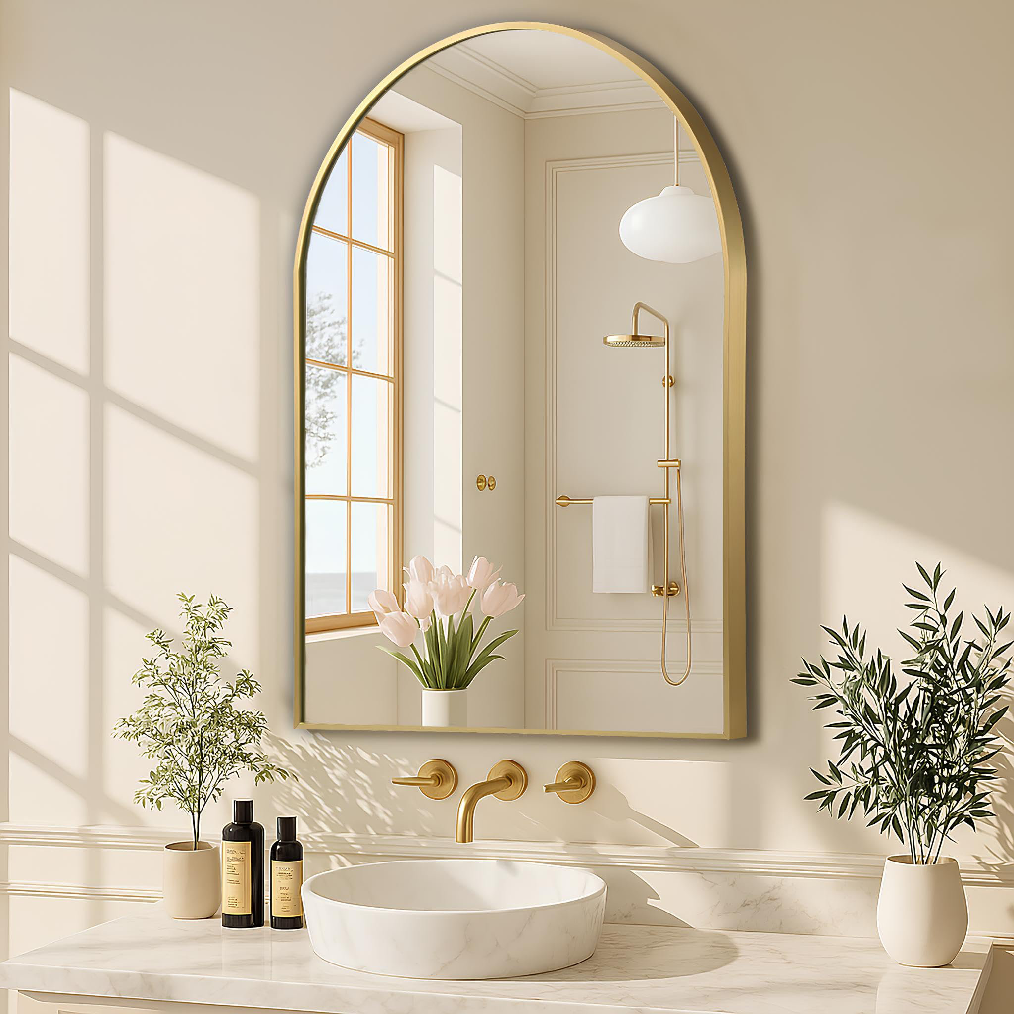 Ebern Designs Arched Mirror, Arched Bathroom Mirror, Arch Mirrors For ...
