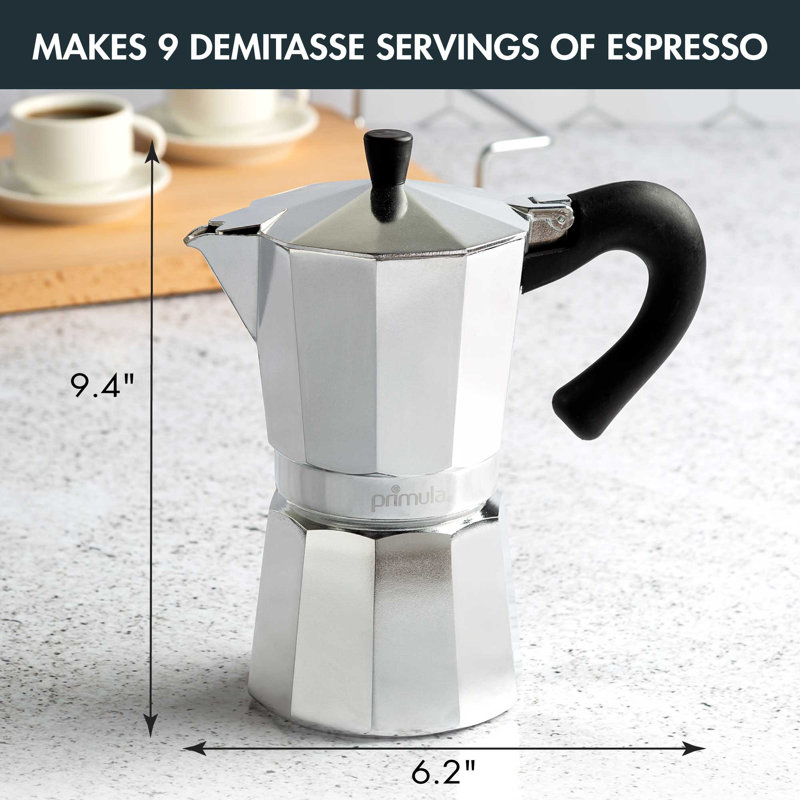 Primula's Classic Aluminum Moka Pot Stovetop Espresso Maker, 6-cup ...