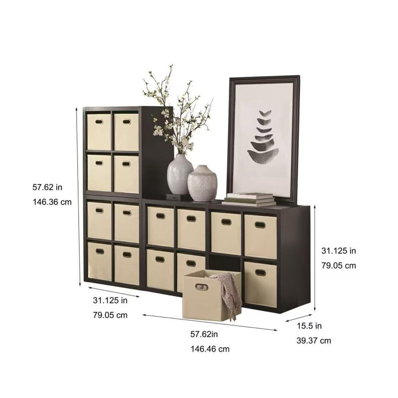 Latitude Run® 4 Cube Storage Organizer Bookcase With 4 Basket Bins ...