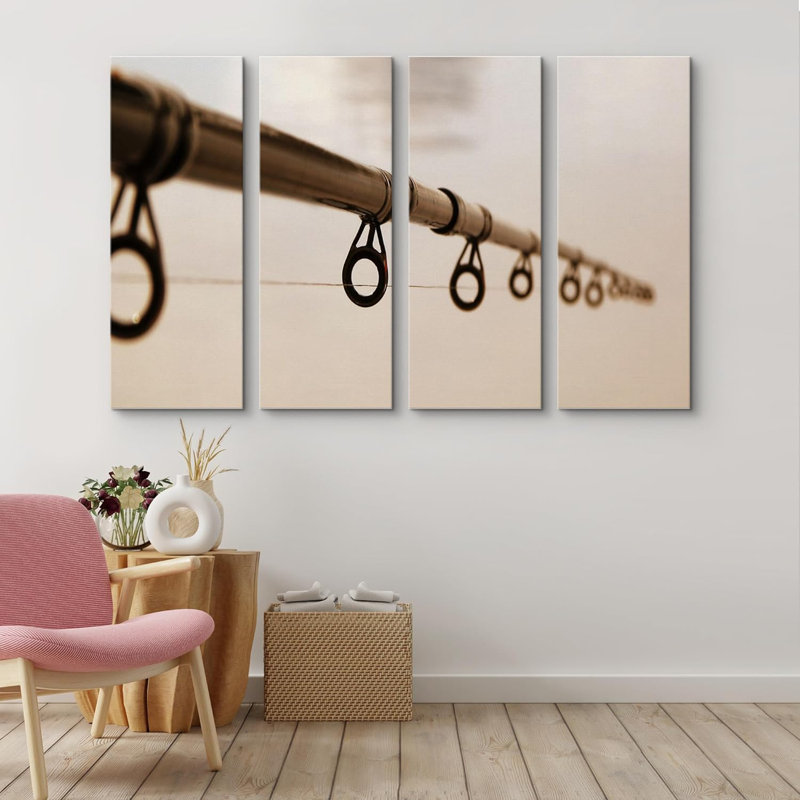 IDEA4WALL Brown Fishing Rod Ocean Nature 4 Pieces | Wayfair