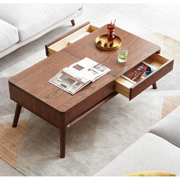 Corrigan Studio® Elevating Center Table Low Table 100% Solid Oak Wood ...