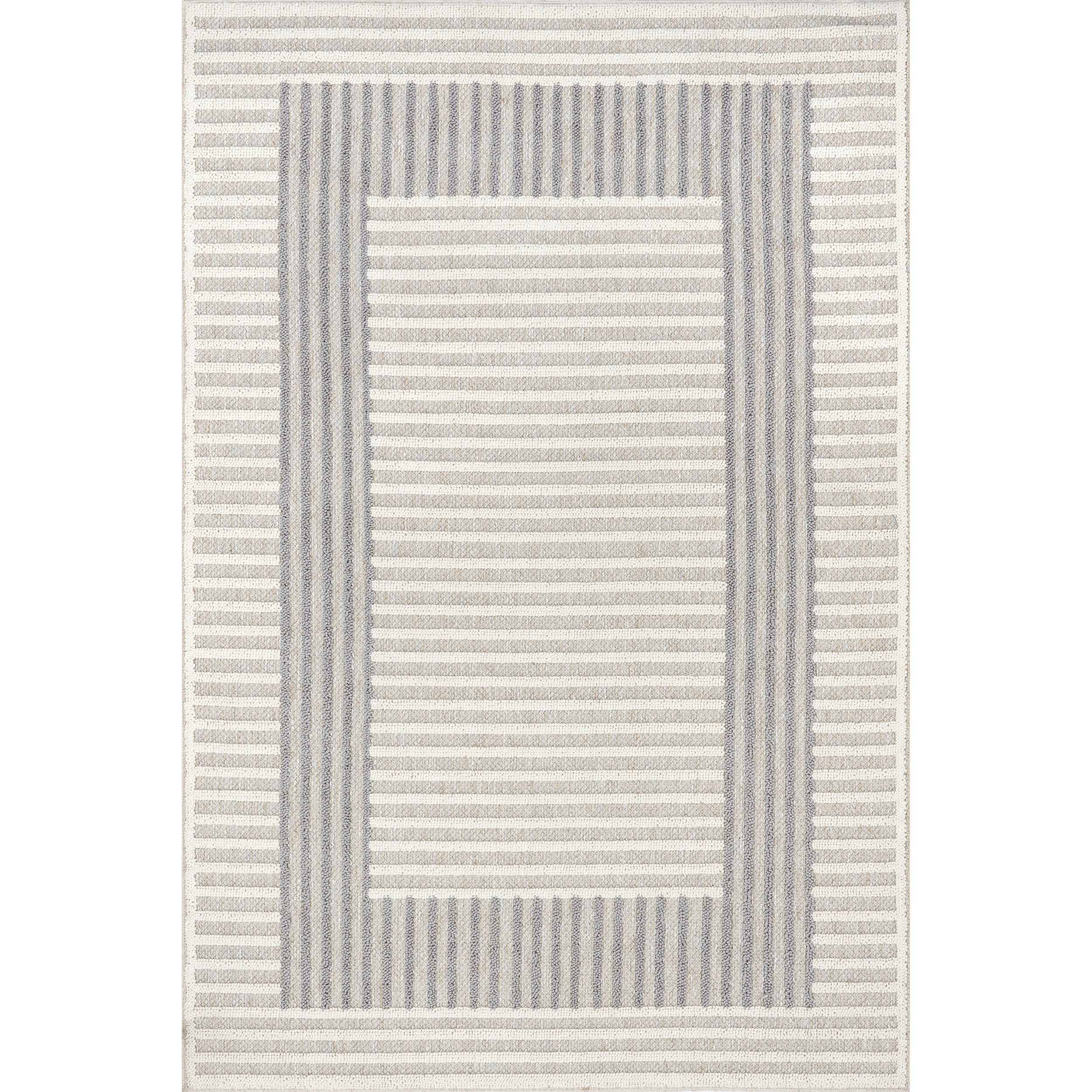 Highland Dunes Abizer Striped Border Machine Washable Area Rug ...