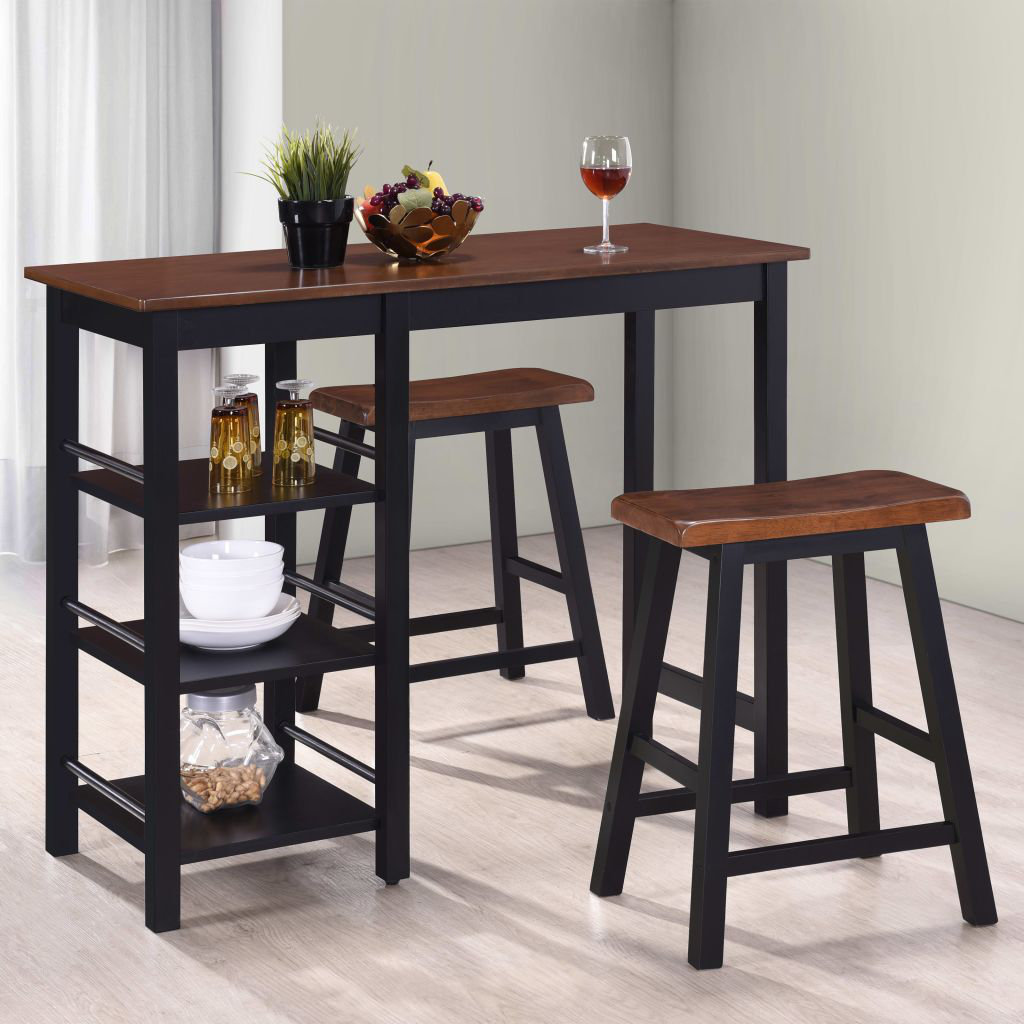 vidaXL Bar Set Black and brown MDF, Rubberwood Standard Bar Set ...