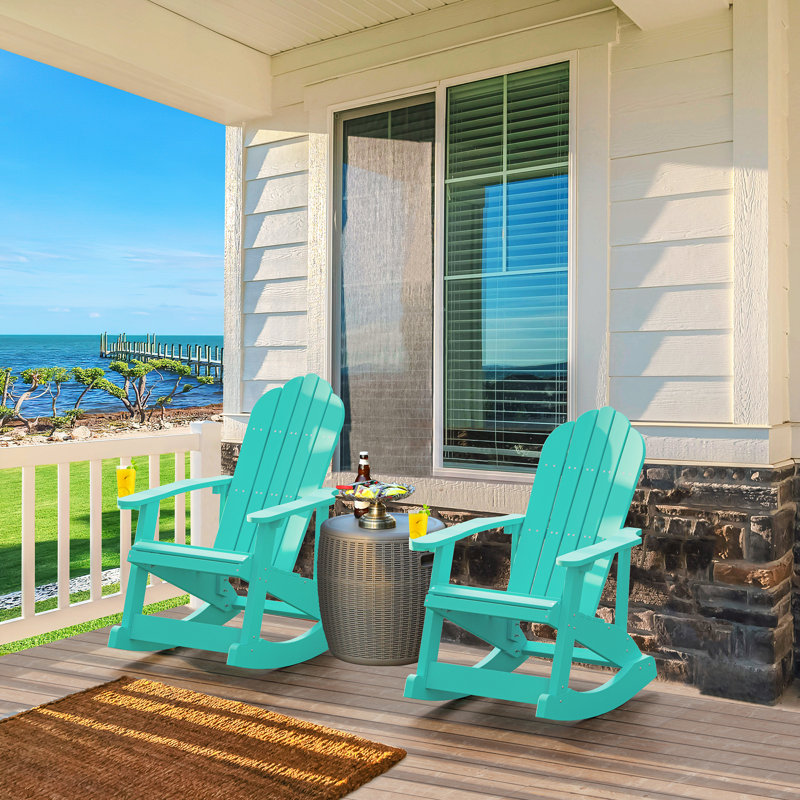 Highland Dunes Nerbone Plastic Rocking Adirondack Chair | Wayfair