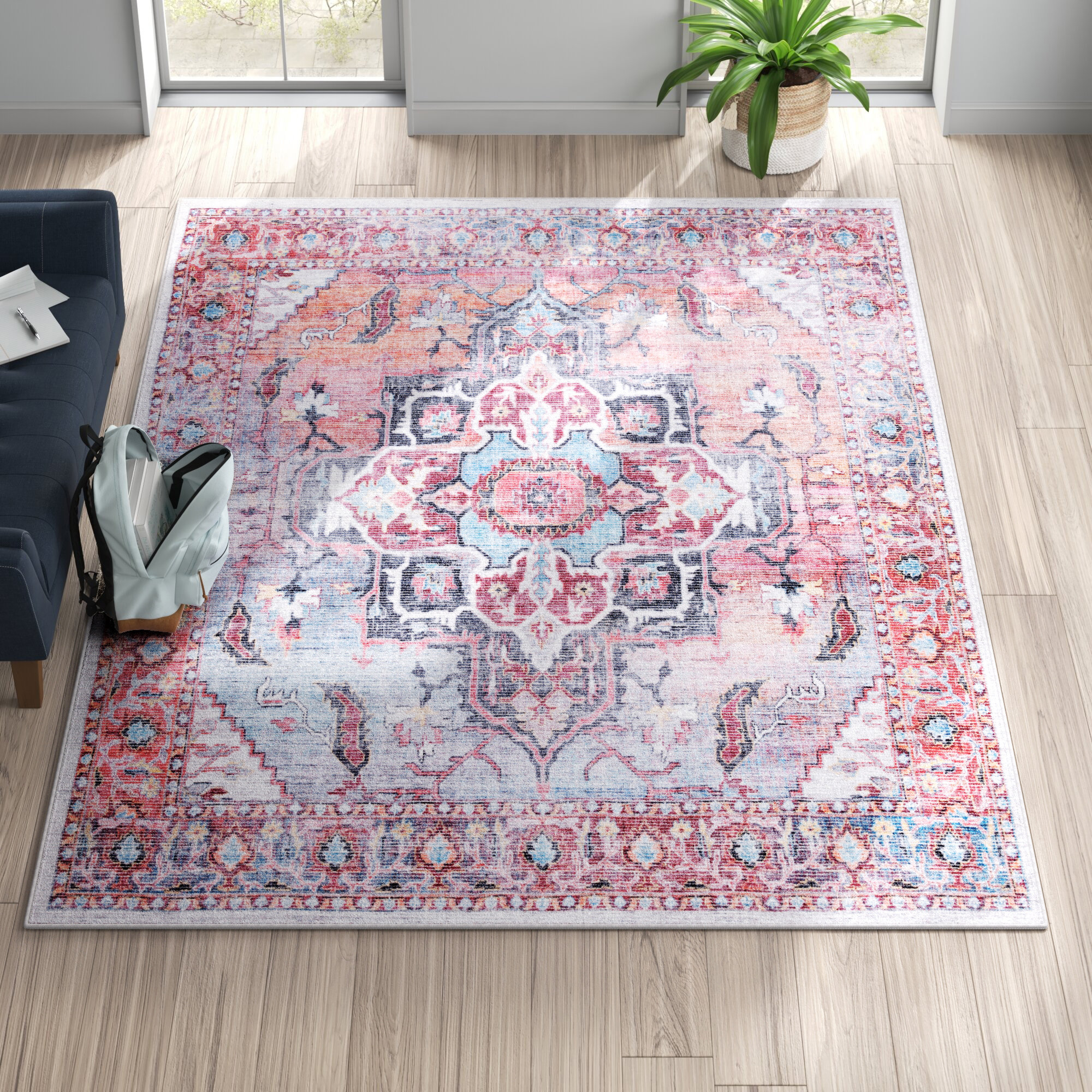 Mistana™ Teen Katelyn Oriental Pink/Blue/Black/Ivory Area Rug | Wayfair