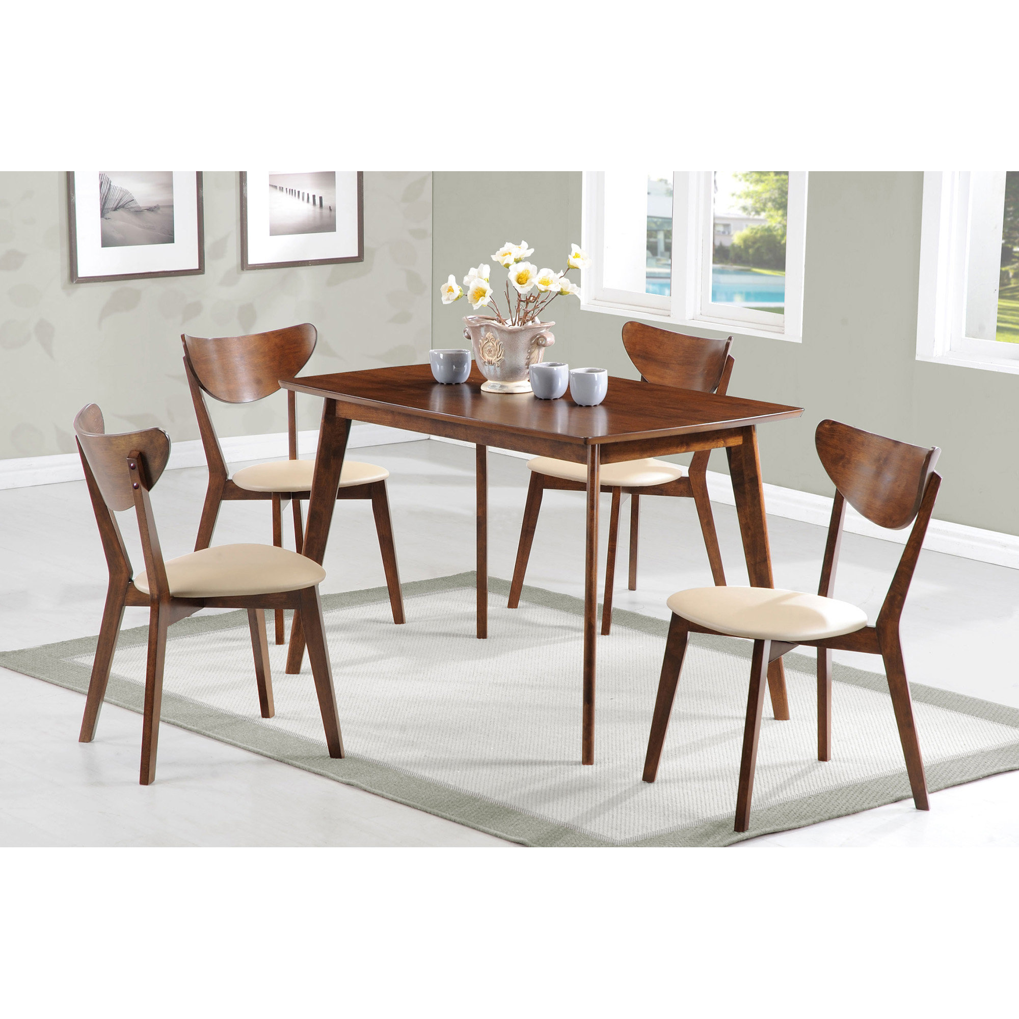George Oliver Daglosten Off- And Chestnut 5-Piece Dining Set | Wayfair