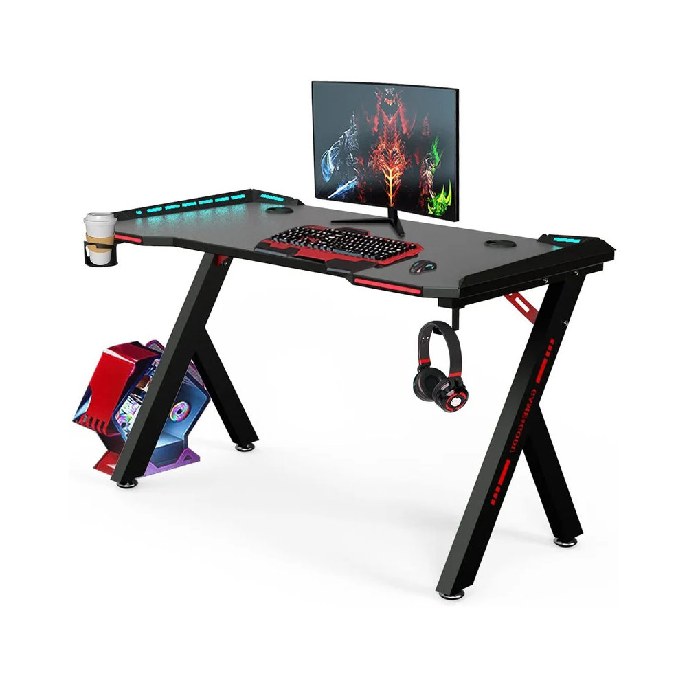 Inbox Zero Home Office Desk Gaming Desk with RGB Lighting | Wayfair