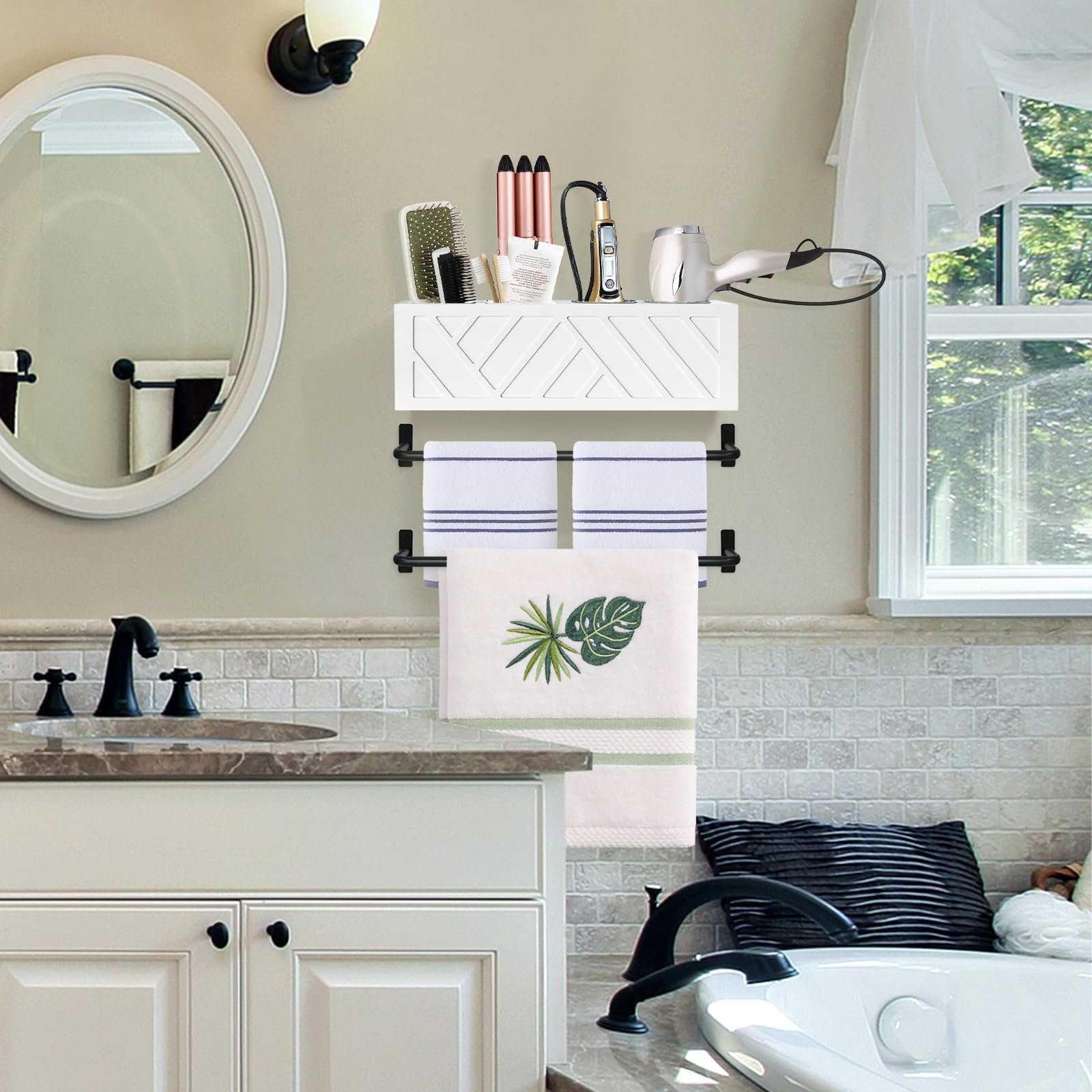 Rebrilliant Hair Tool Organizer Wall Mount, Hair Dryer Holder With 2 ...