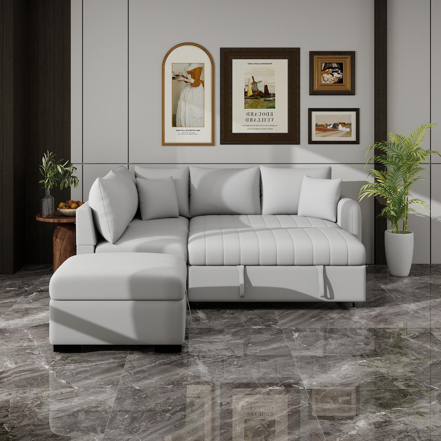 Latitude Run® 82.6-inch L-shaped Combination Pull-out Sofa Bed With Two ...