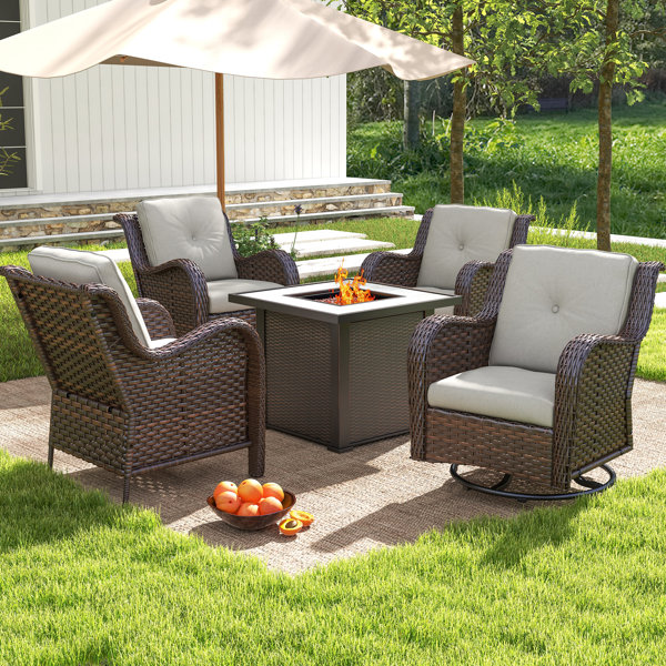 Red Barrel Studio® Rian 5 Piece Rattan Multiple Chairs Seating Group ...