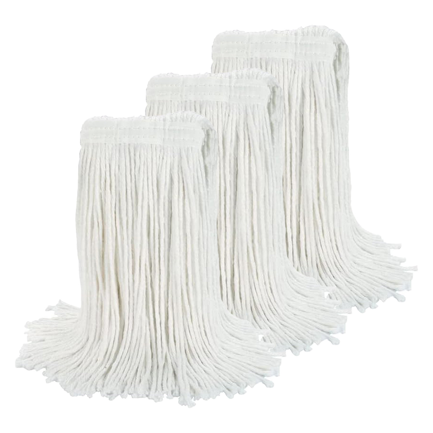 Moptimistic 24Oz Rayon Floor Mop Head | Pack Of 3 | White | Cut-End ...