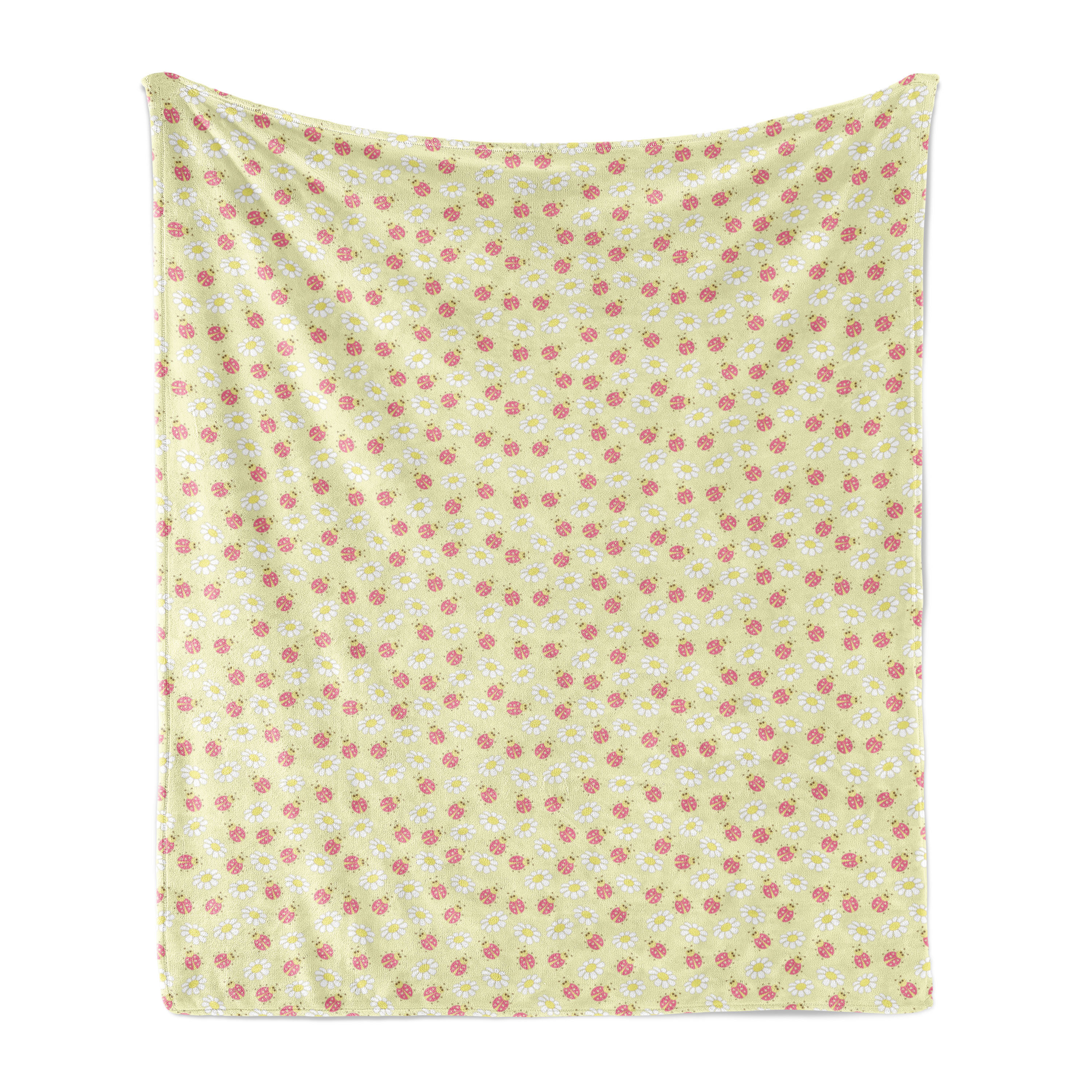 Ambesonne Ladybug Fleece Throw Blanket Daisy and Bugs Pattern 70"x90 ...