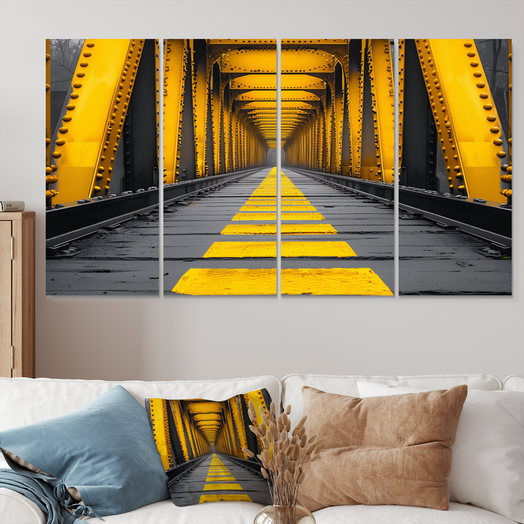 Latitude Run® Yellow Black Steel Symphony Bridge II - Bridges Wall ...