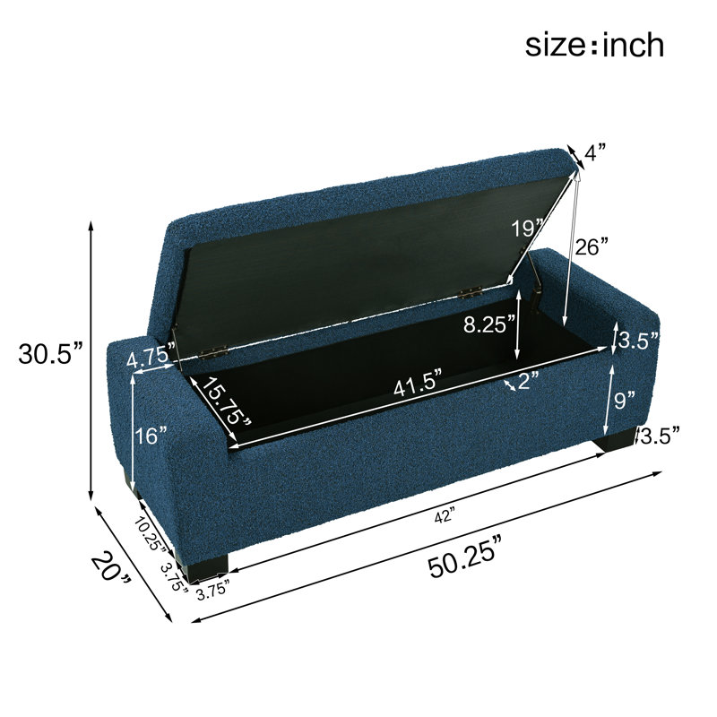 Latitude Run® Storage Ottoman Bench with Hinged Lid - Rectangular ...