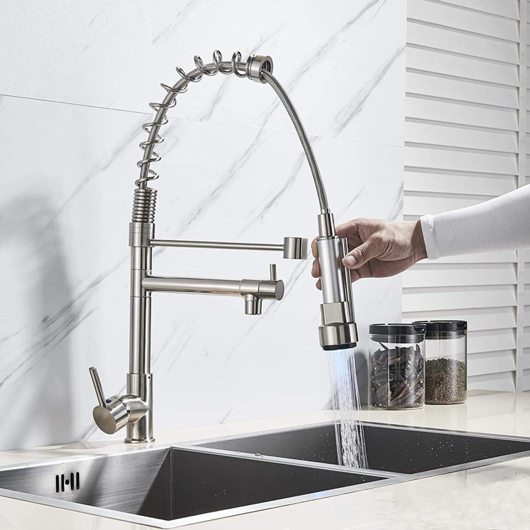 Belfry Kitchen Led Kitchen Sink Mixer Taps Swivel Spout Pull Out Spray ...