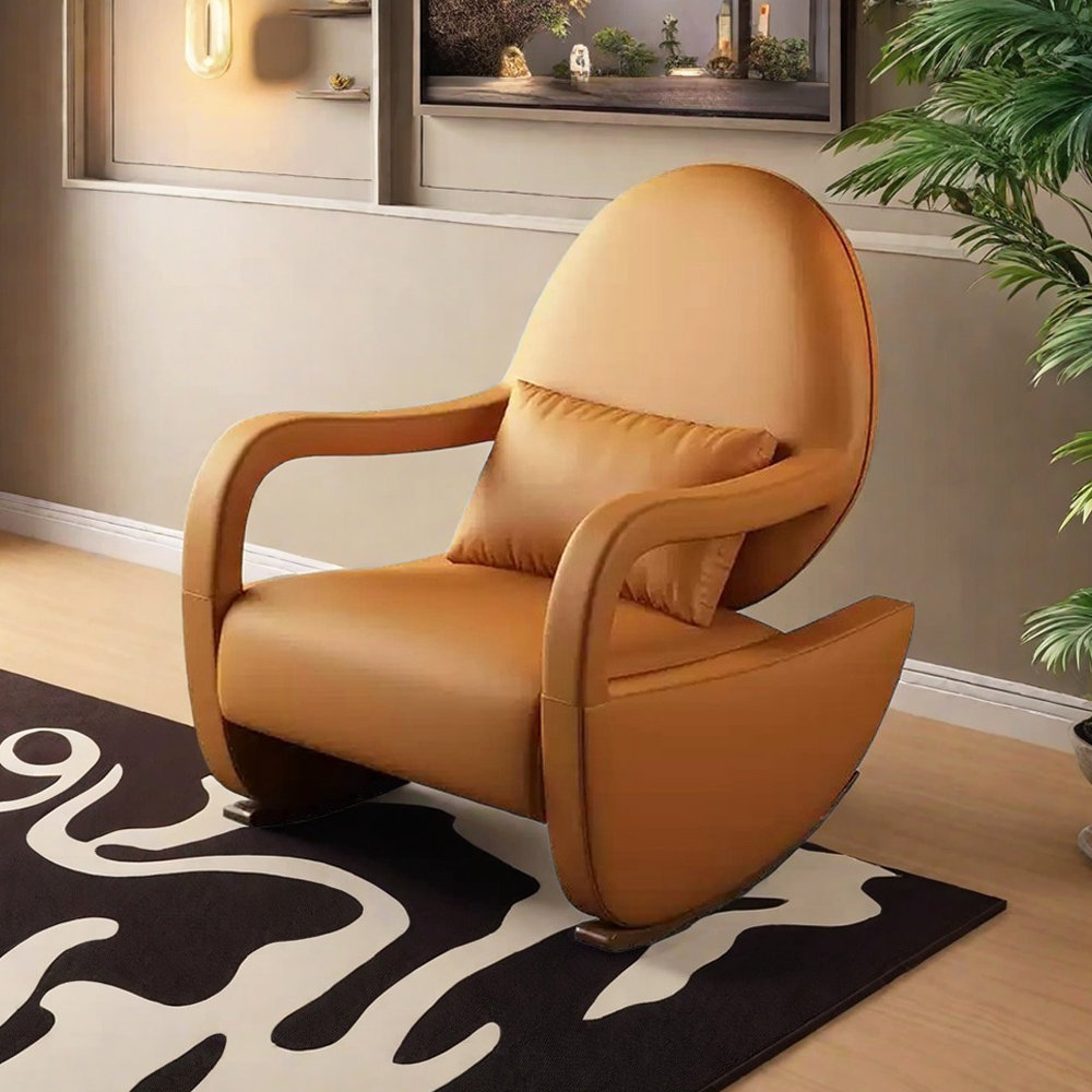 wangling hone Home Balcony Leisure Faux Leather Rocking Chair | Wayfair