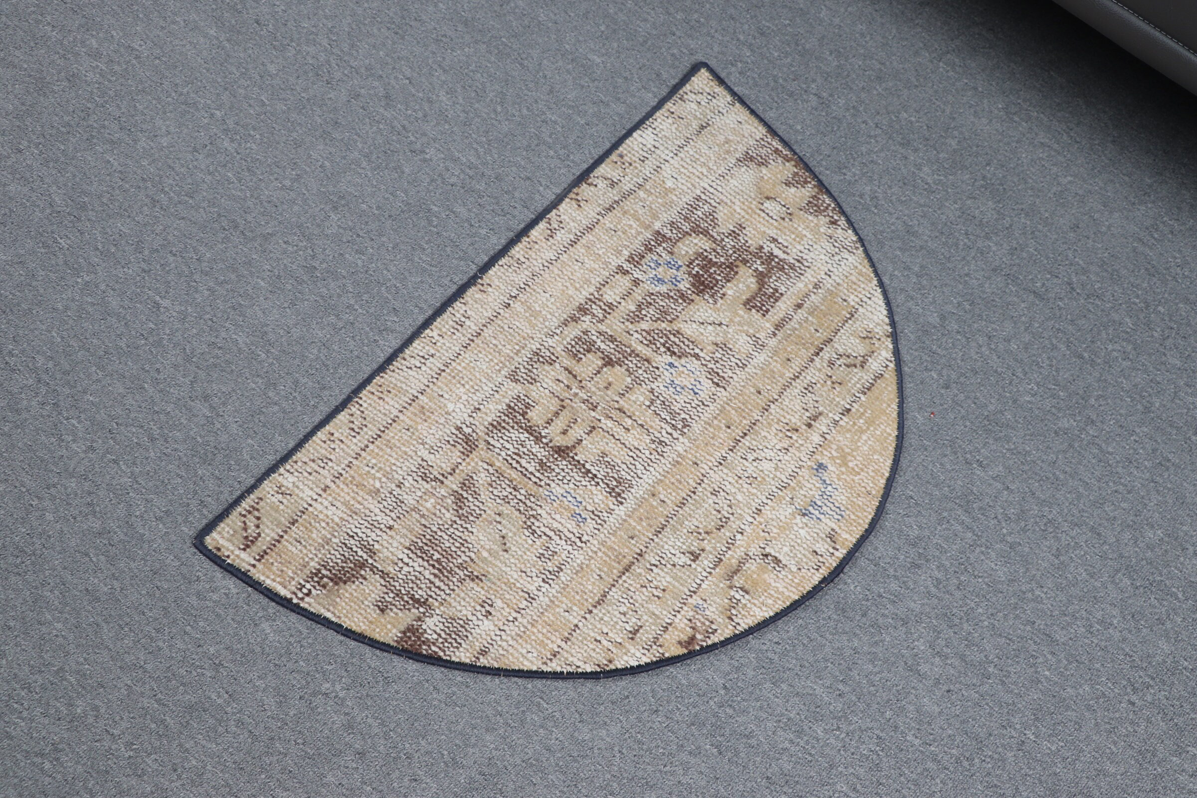 Bungalow Rose Elegant Half Moon Door Mat With a Classic Beige and Brown ...