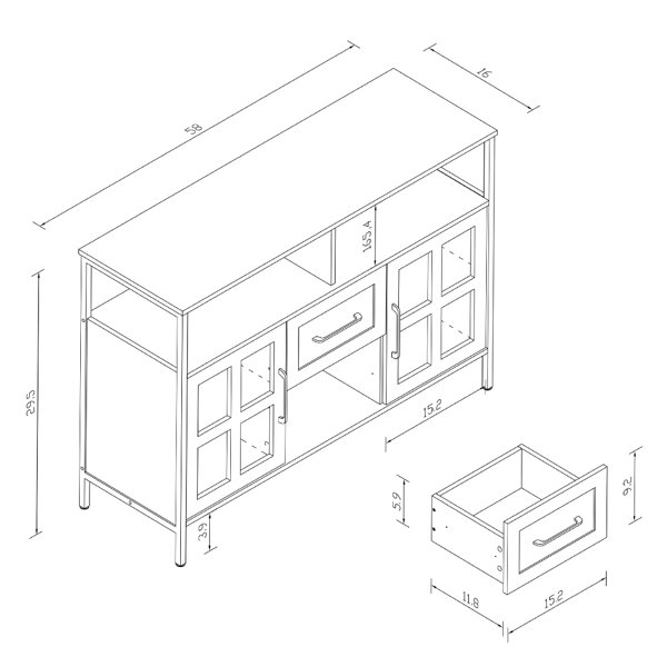 17 Stories Living Room Storage Cabinet, With Two Storage Rooms, Storage ...