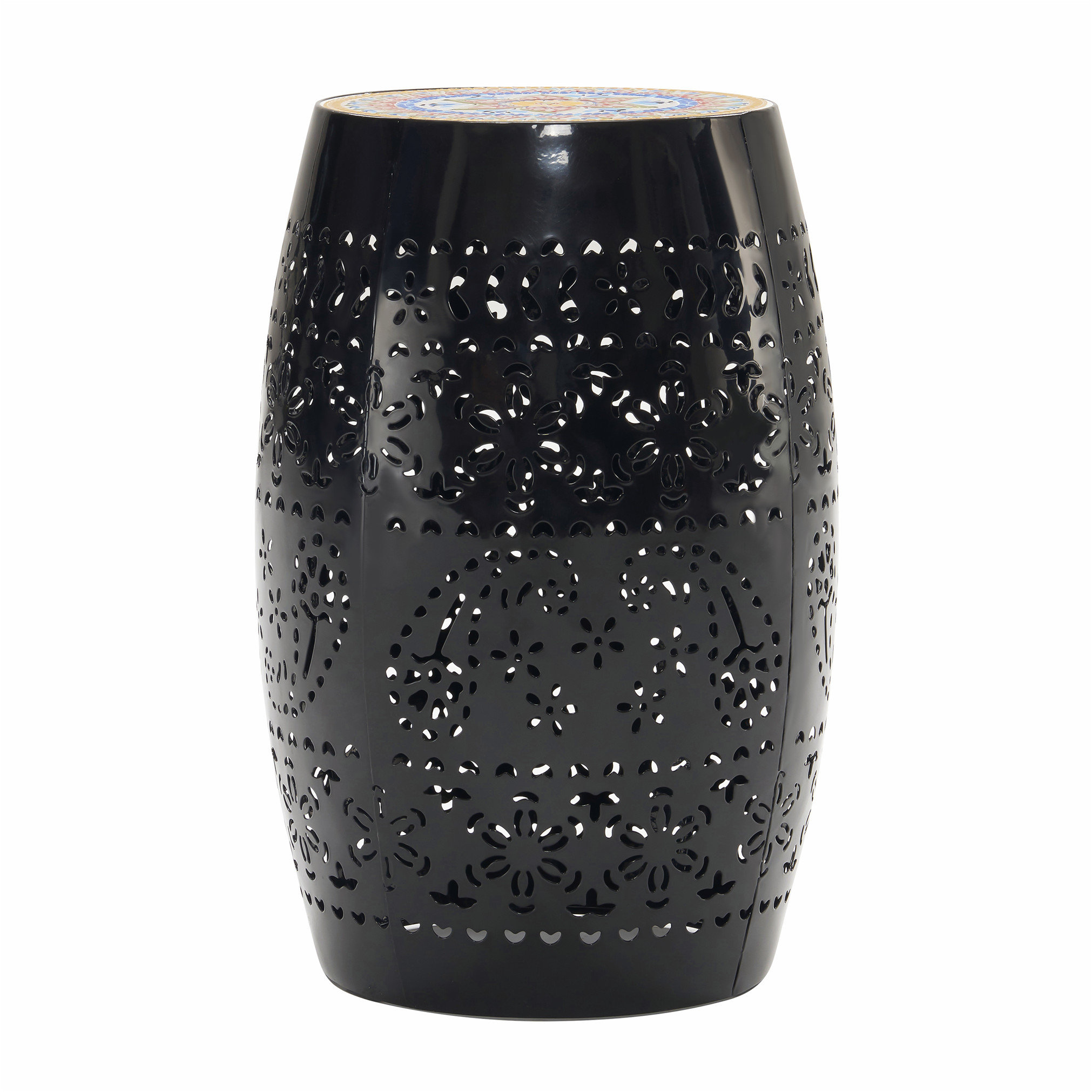 17 Stories Industrial Metal Drum Side Table with Stable Construction ...