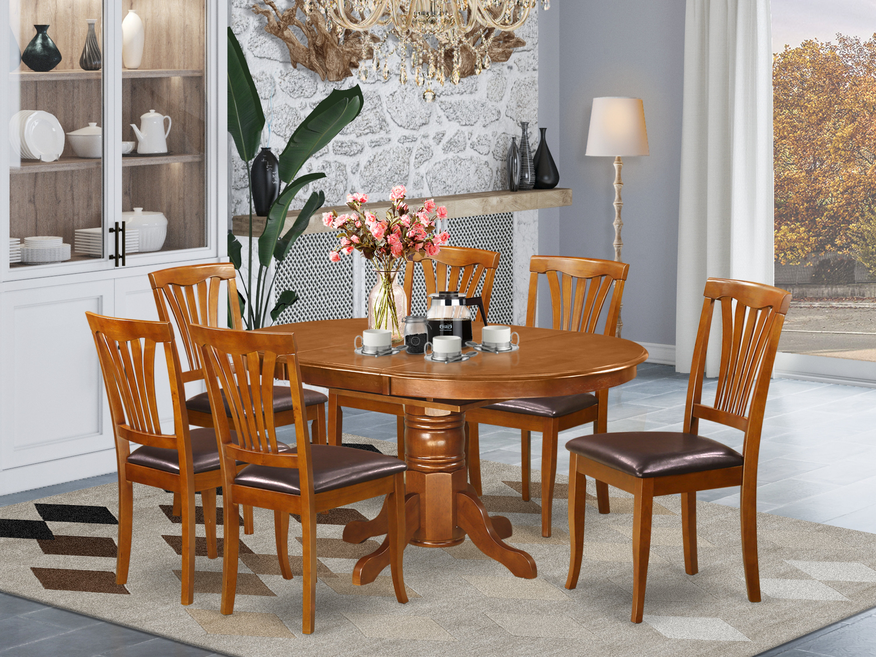 Charlton Home® Hotham 7 Piece Extendable Solid Wood Dining Set in ...