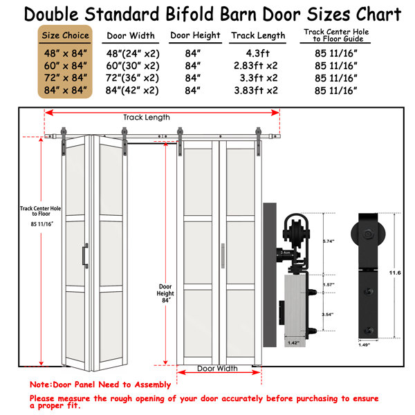 CHIC MODE Bi-Fold Sliding Barn Door, Cane Webbing Panel With Sliding ...