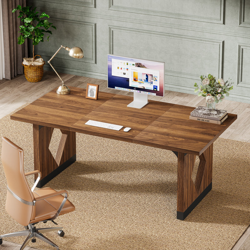 Union Rustic 63-Inch Executive Desk, Wood Desk for Home Office | Wayfair
