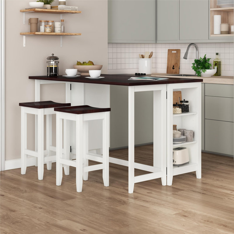 Winston Porter Traneshia 3 Piece Counter Height Drop-Leaf Dining Table ...