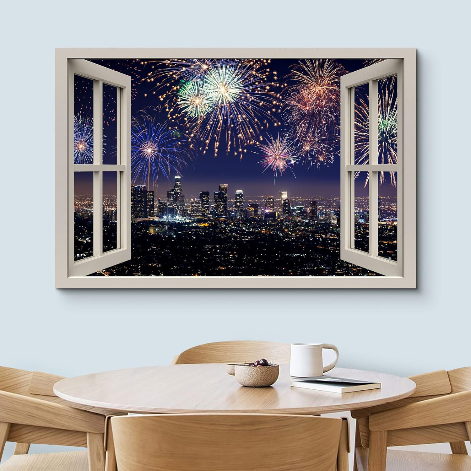IDEA4WALL Window Scenery " Window View Vibrant 4th Of July Firework Sky ...