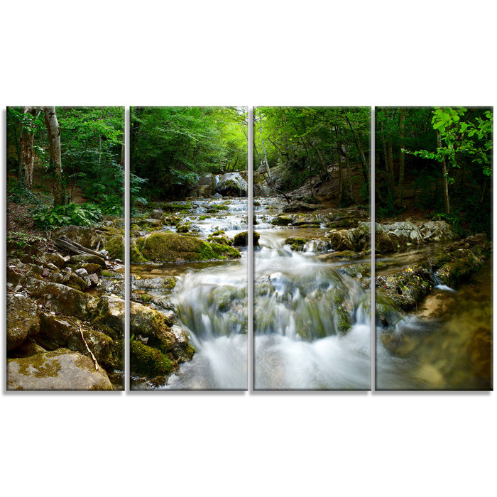 DesignArt Metal 'Natural Spring Waterfall' Photographic Print | Wayfair