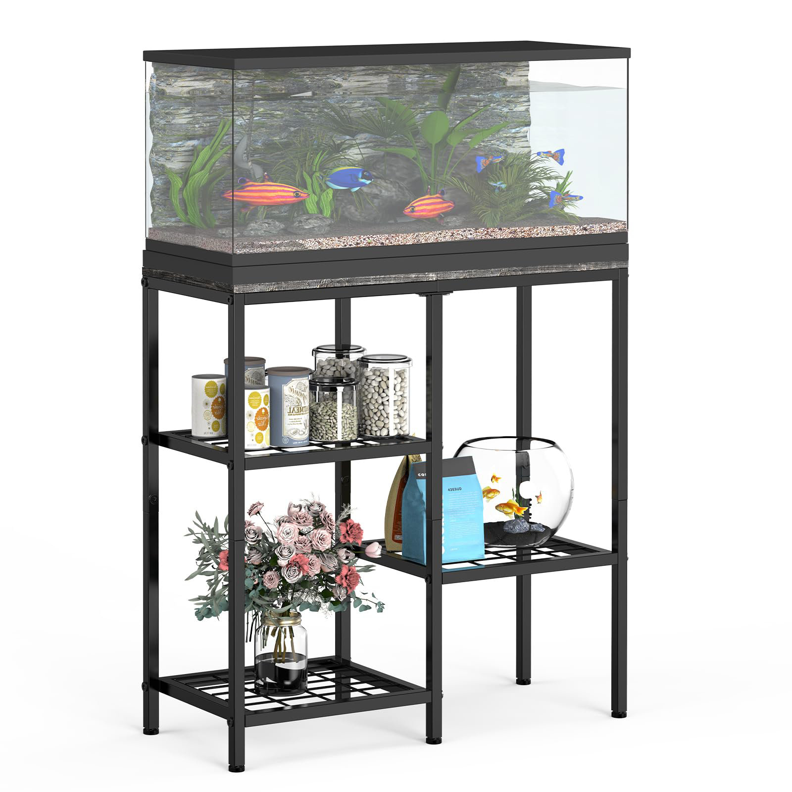 17 Stories 20 Gallon Metal Aquarium Stand With Shelves - Sturdy Steel ...