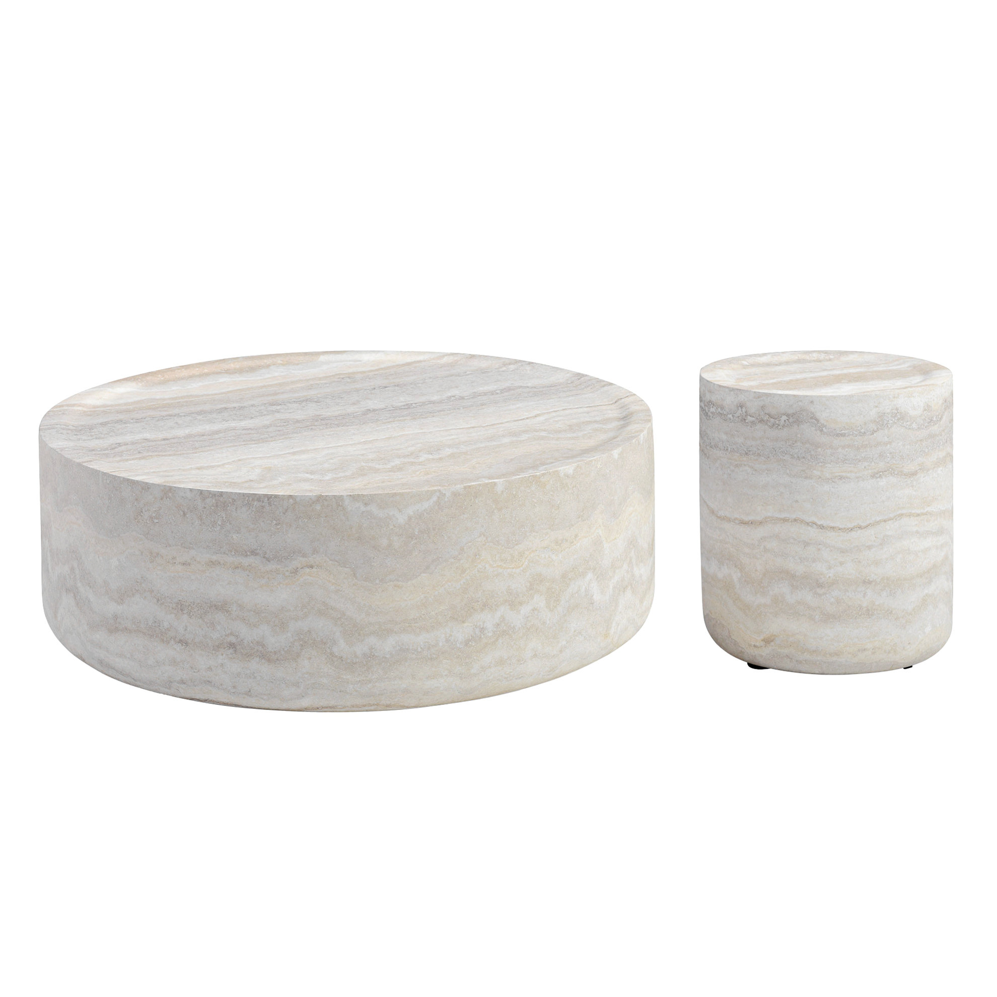 Orren Ellis Set Of 2 Faux Marble Pattern Round Coffee Tables, No ...