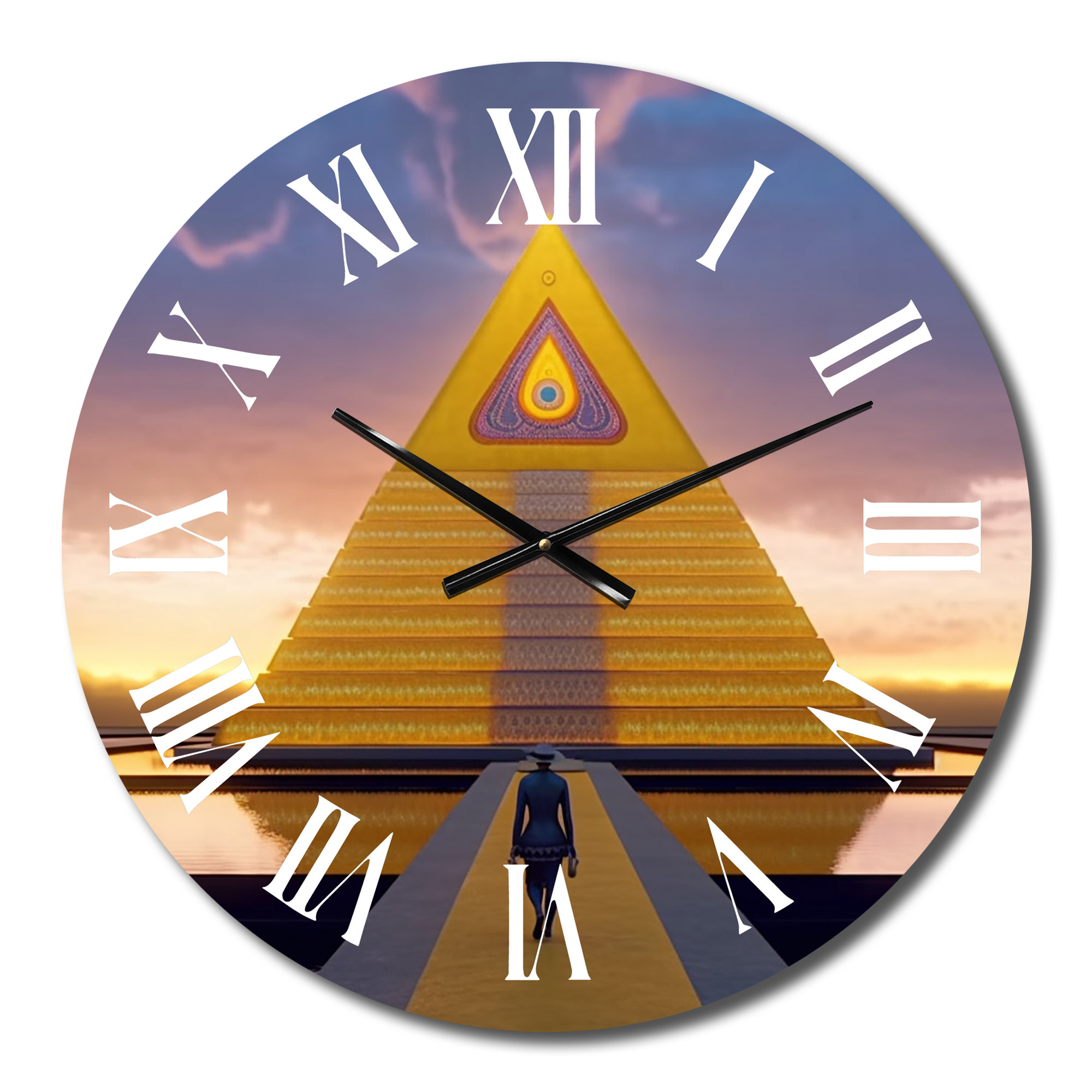 Design Art Pathway To The Mystery Ancient Golden Pyramid Wall Clock ...
