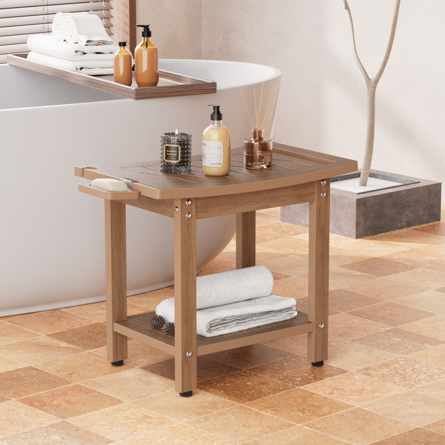 Highland Dunes Hips Shower Bench Waterproof Shower Benches Shower Stool For Shaving Legs