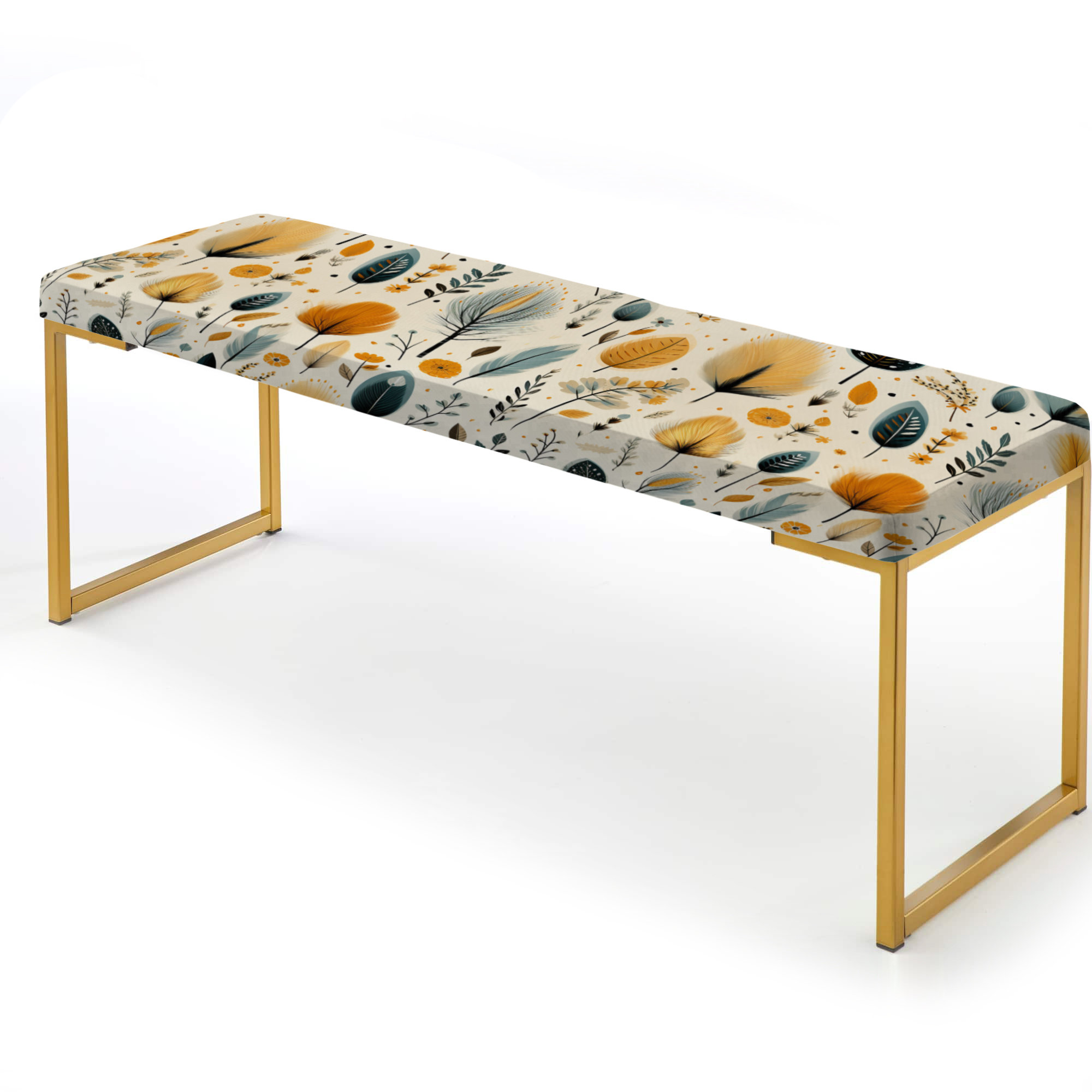 Mercer41 Waterloo - Botanical Upholstered Gold Bench | Wayfair