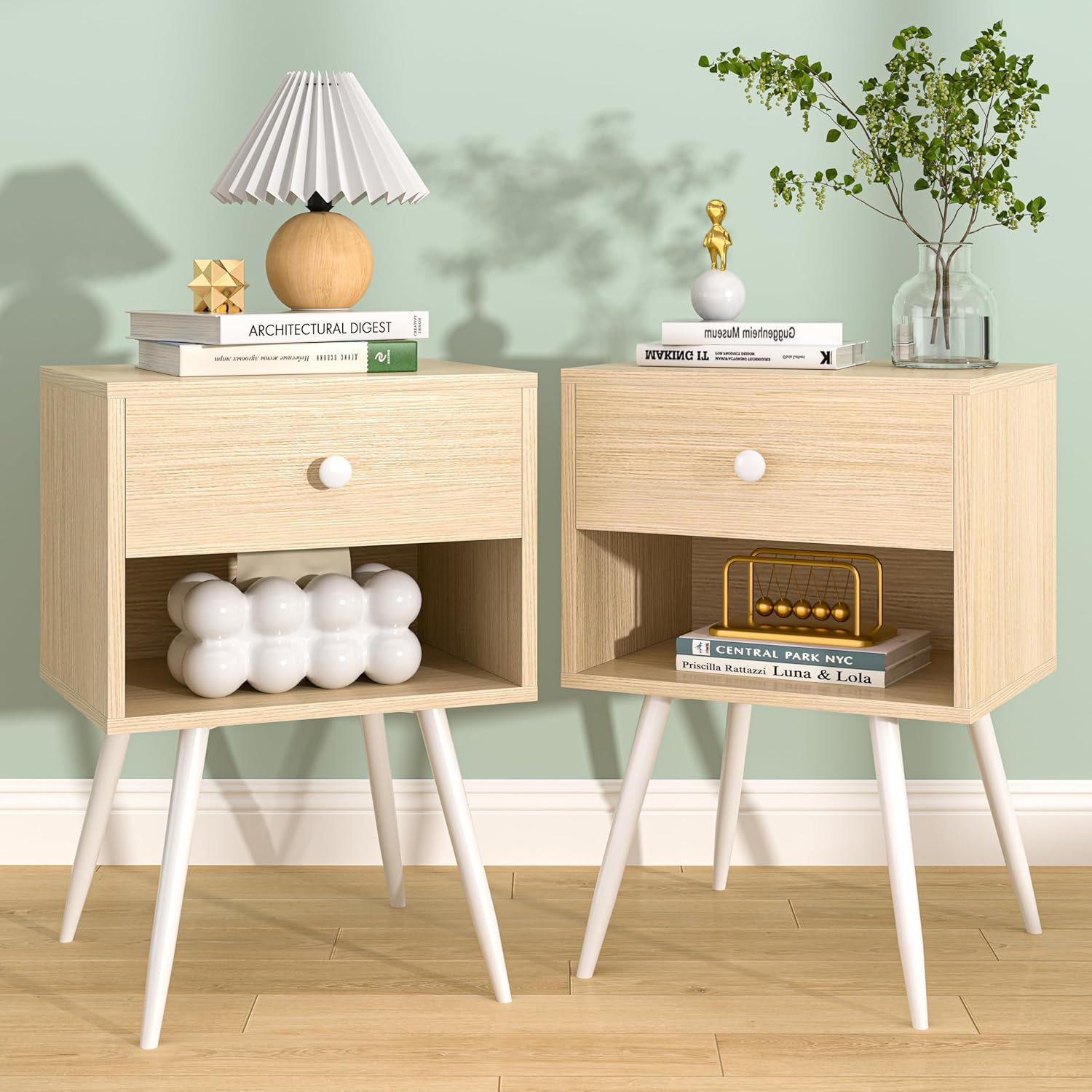 George Oliver Mid Century Modern Nightstands Set Of 2 With Storage ...