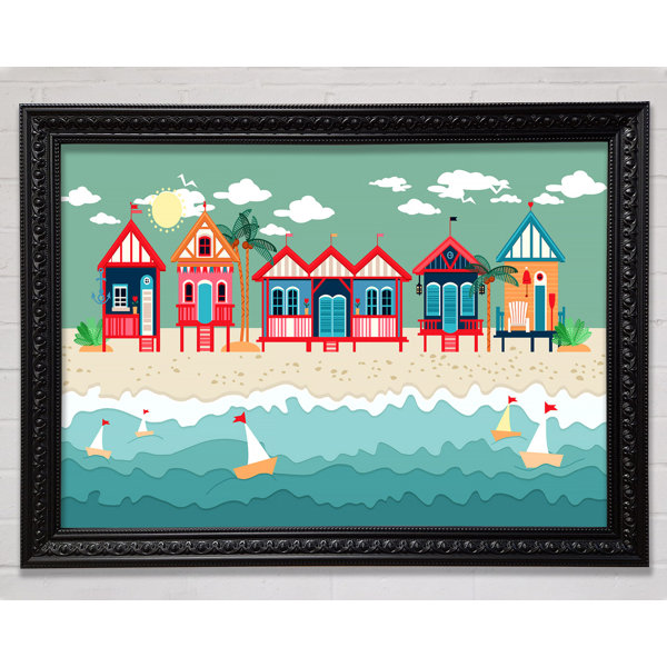 Bright Star Beach Huts And Sailboats - Single Picture Frame Art Prints ...