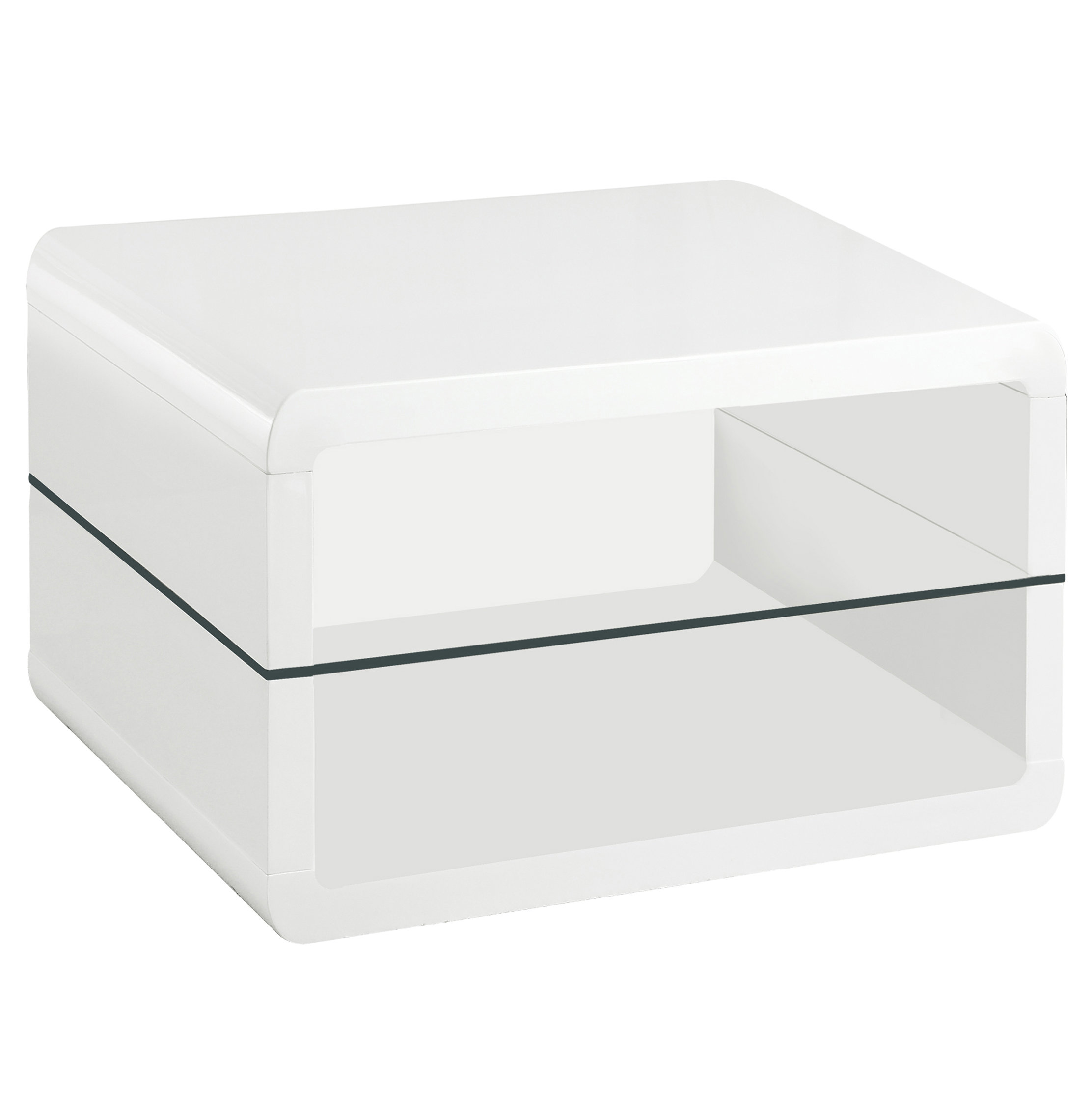 Ivy Bronx Elana 1-Shelf Rectangular Side End Table White High Gloss ...