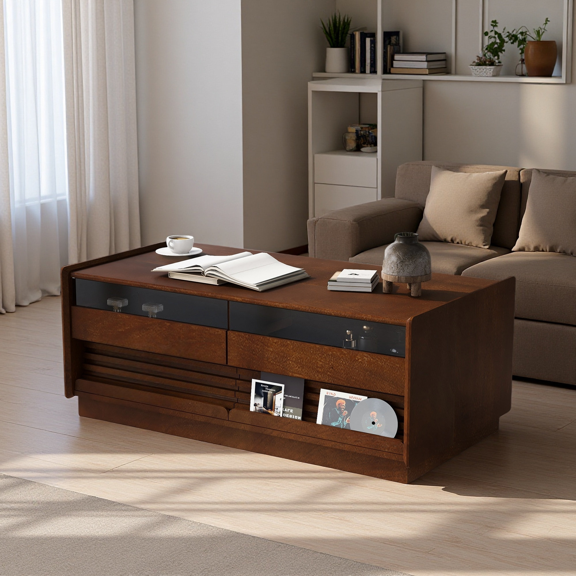 Latitude Run® 47.3'' Modern Rectangle Coffee Table With 4 Drawers And 2 ...