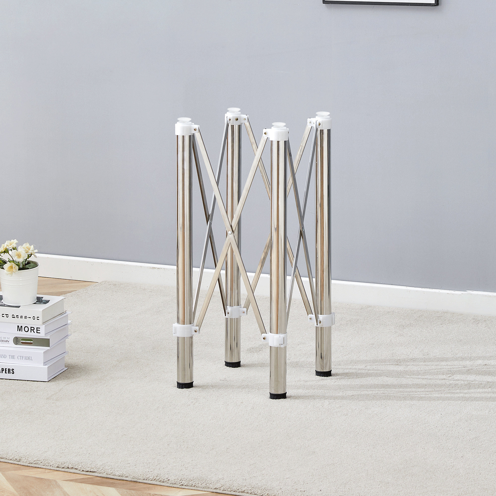 Wrought Studio™ Silver Stainless Steel Folding Table Leg Frame ...