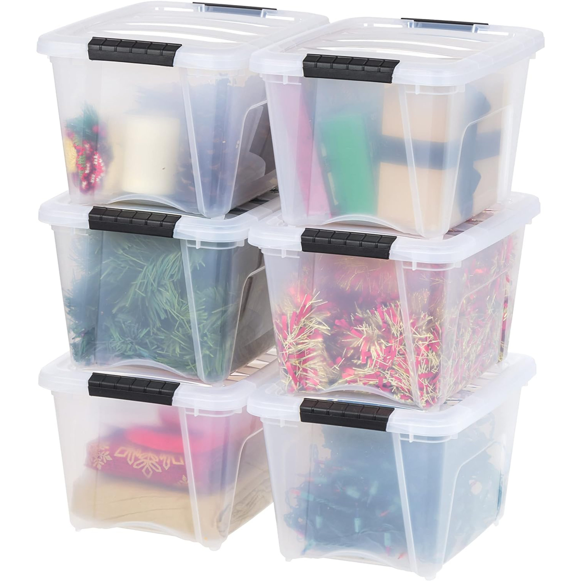 Rebrilliant 19 Quart Stack & Pull Box, Clear With G Black Handles, Set ...