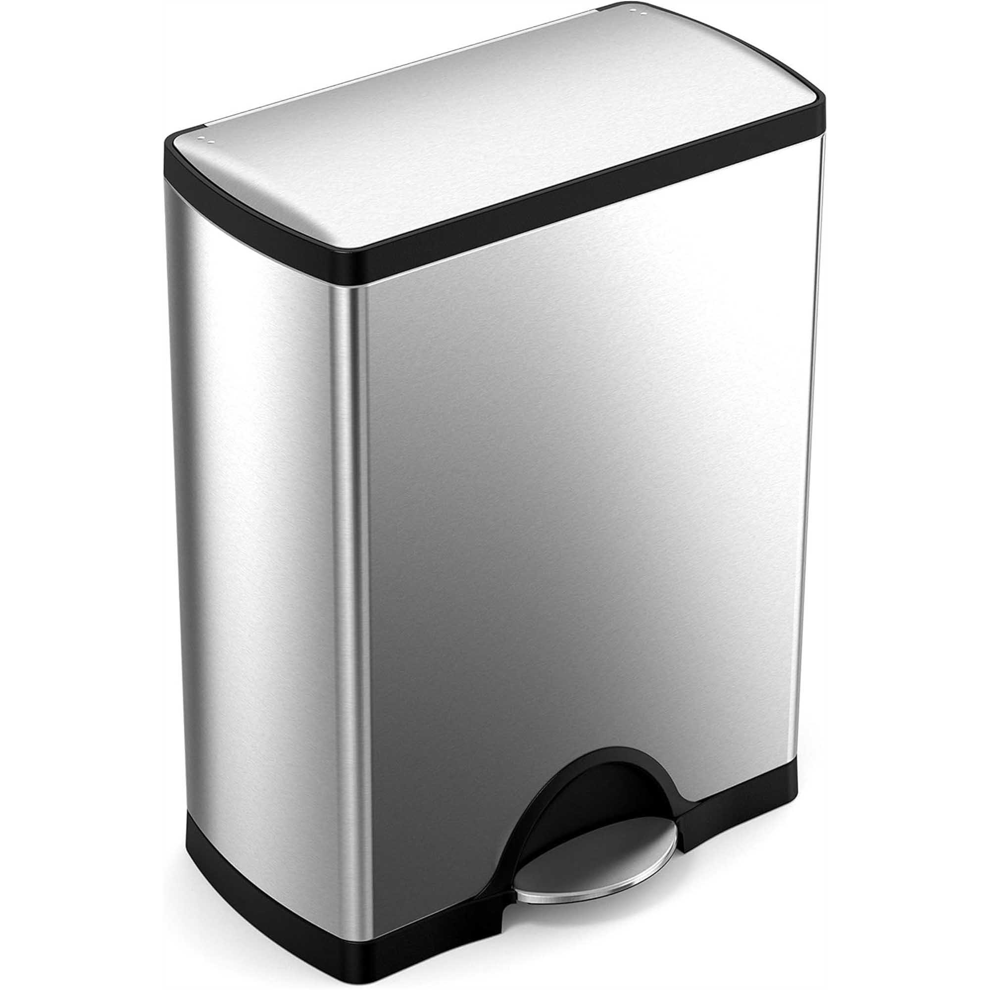 Cubiker 50 Liter / 13 Gallon Rectangular Kitchen Trash Can, Brushed ...