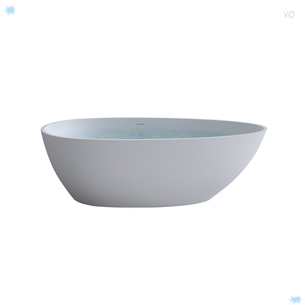 VODYXSEP 59'' Solid Surface Matte Tub, Freestanding Solid Surface Resin ...