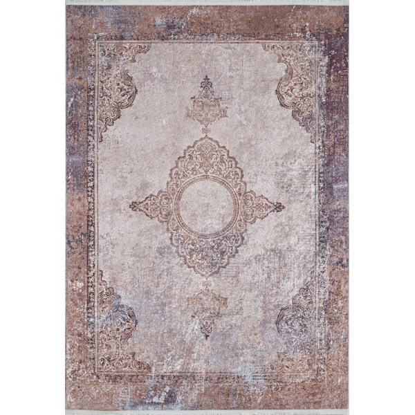 Hargun Runner Usso Medallion Machine Woven Brown Area Rug | Wayfair.co.uk