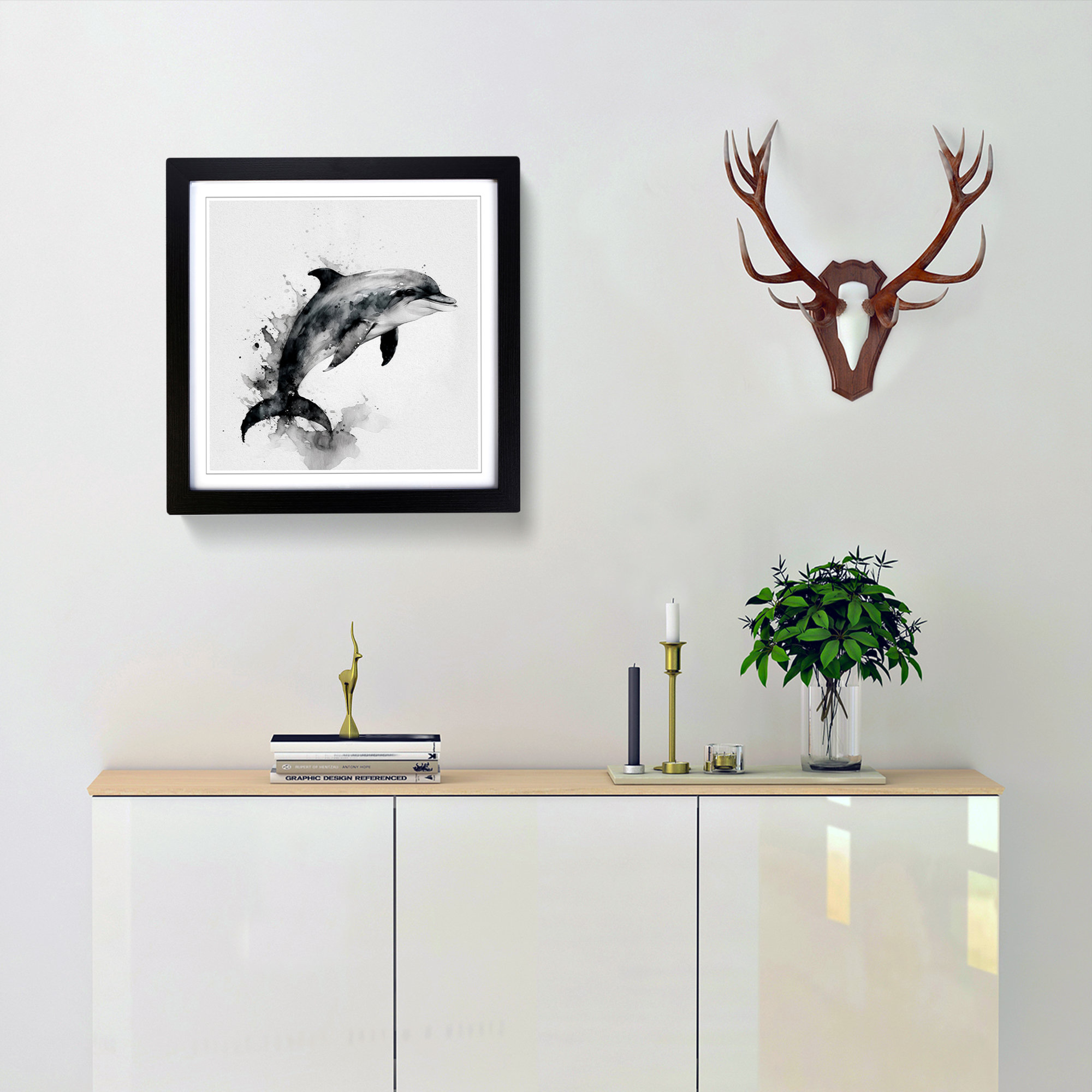 House of Hampton Dolphin Ink Wash | Wayfair.co.uk